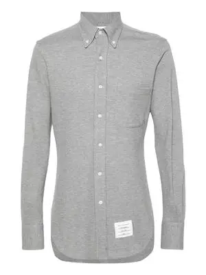 Thom Browne Mélange-effect Piqué Shirt - Grey