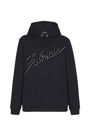 Balmain Flocked-logo Hoodie - Black