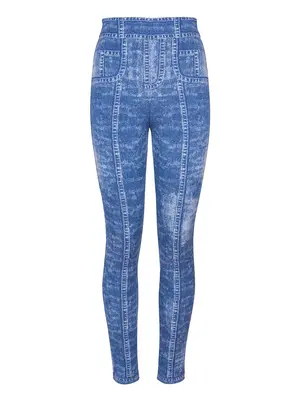 Balmain Monogram-jacquard Leggings - Blue