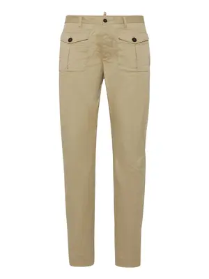 Dsquared2 Cotton Tapered Trousers - Neutrals