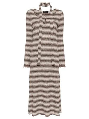 TOUT A COUP Striped Knit Dress - Brown