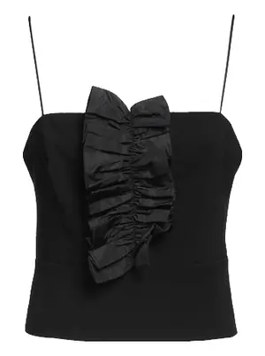 Pinko Woven Top With Ruffle Detail Black