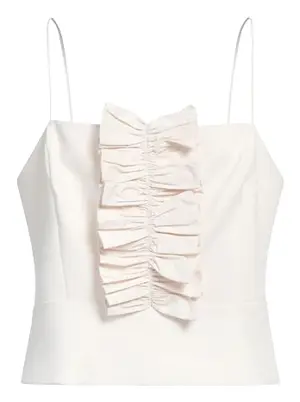 Pinko Woven Top With Ruffle Detail - White
