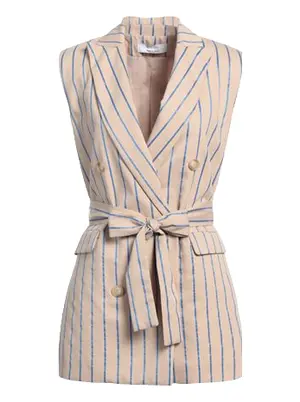 KAOS Striped Double-breasted Blazer - Beige