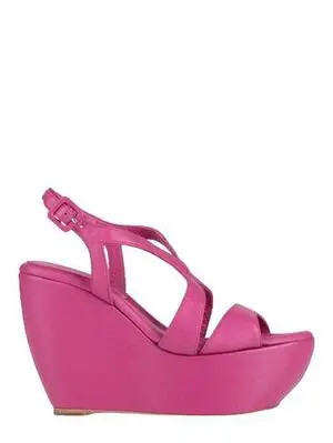 PALOMA BARCELO Leather Wedge Sandals - Pink