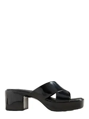 Jeffrey Campbell Block Heeled Sandals - Black Shiny
