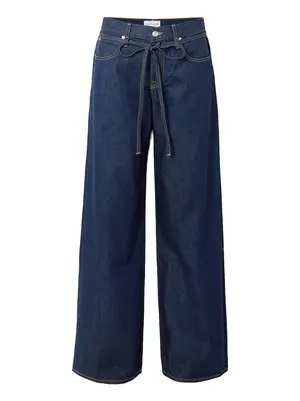 SLVRLAKE Mica Belted Wide-leg Jeans - Blue