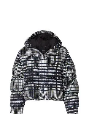 Cordova Aomori Hooded Printed Quilted Down Ski Jacket - Black