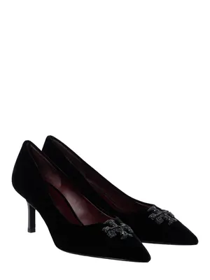 Tory Burch Eleanor Pave 65 Velvet Pumps - Black