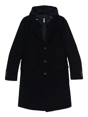 Eleventy Panelled Wool Coat - Blue