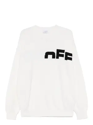 Off-White Intarsia-knit Logo Sweater - White