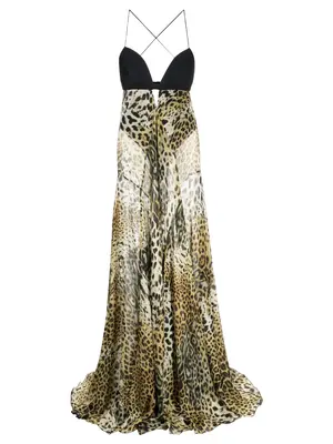 Roberto Cavalli Leopard-print Long Dress - 504