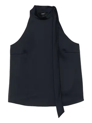 Theory Textured-satin Halter Top - Blue