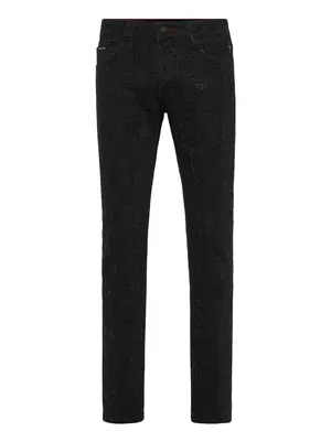 Philipp Plein Rhinestone-embellished Jeans - Black