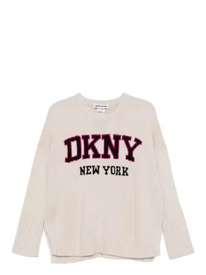 Dkny Varsity-logo Sweater - Neutrals