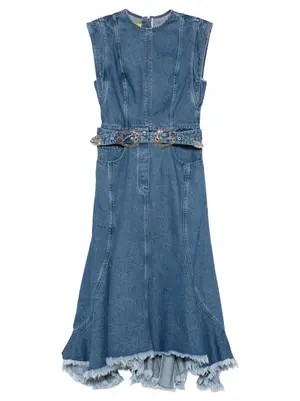 MARQUES' ALMEIDA Belted Denim Midi Dress - Blue