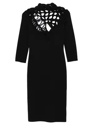 Roberto Cavalli Open-knit Midi Dress - Black