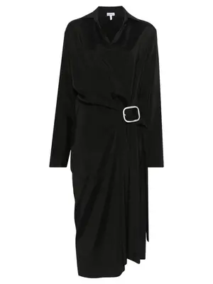 Loewe Belted Midi Wrap Dress - Black