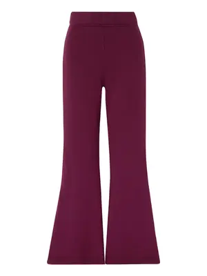 LES TIEN Cotton-jersey Flared Track Pants - Burgundy