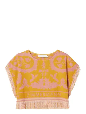 Zimmermann Wylie Cropped Cotton-terry Jacquard Top - Yellow