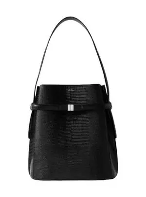 TOTÊME Belted Lizard-effect Leather Tote - Black