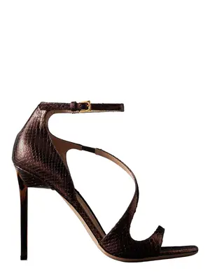 TOM FORD TOM FORD Newton Snake-Effect Leather Sandals Dark Brown