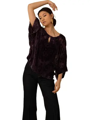 Hale Bob Briar Velvet Burnout Top - Purple