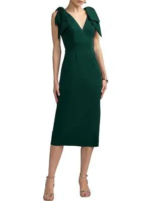 Mac Duggal MAC DUGGAL Crepe Midi Dress Emerald