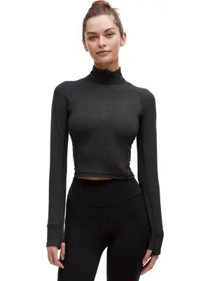 Lululemon It's Rulu Ribbed Cropped Half Zip - Black