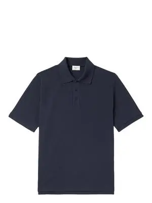 Saint Laurent Logo-embroidered Cotton-blend Piqué Polo Shirt - Blue