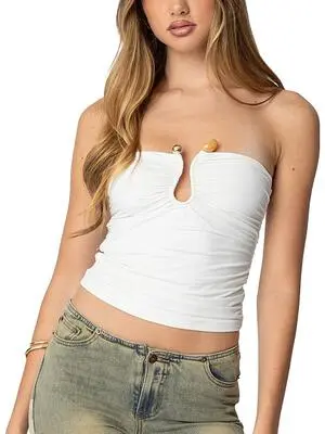 EDIKTED Edikted Curved U Strapless Top White