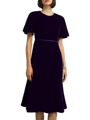 HOBBS LONDON Catalina Velvet Midi Dress - Nidnight Navy