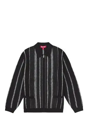 Supreme Speckle Stripe Zip Up Cardigan - Black