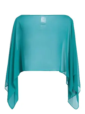 CARACTÈRE Emerald Polyester Crepe Poncho - Green