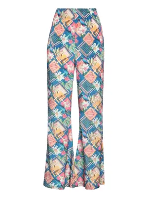 CONNOR & BLAKE Flared Multicolor Pants - Blue