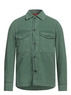 Barena Venezia Man Shirt Camel Size 38 Cotton, Elastane Green