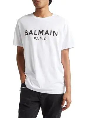 Balmain Logo Graphic T-shirt - Gab White/ Black