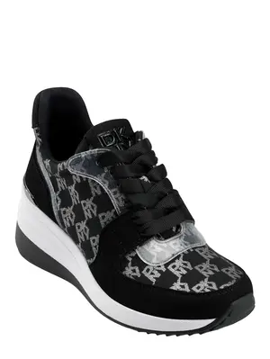 Dkny Kamay Wedge Sneaker - Black Nickel