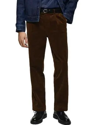 Mango Straight Leg Corduroy Pants - Brown