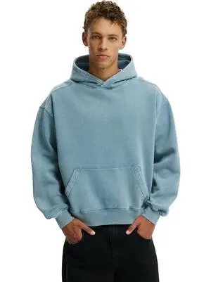 COTTON ON Box Fit Hoodie - Steel Blue Wash