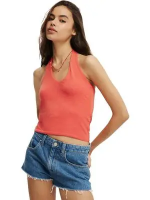 COTTON ON Cotton On V-Neck Halter Top Coral Crush