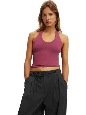 COTTON ON Cotton On V-Neck Halter Top Rich Plum