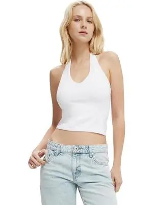 COTTON ON V-neck Halter Top - White
