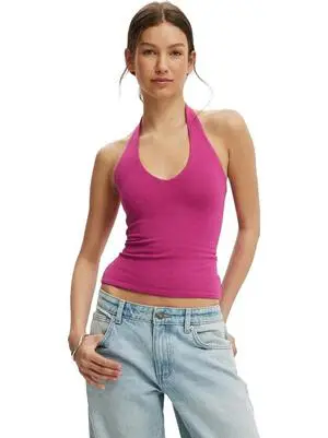 COTTON ON V-neck Halter Top - Wild Orchid