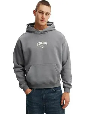 COTTON ON Box Fit Graphic Hoodie - Slate Stone  Studiio 72