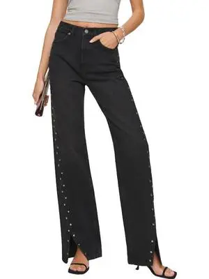 REFORMATION Cary Studded High-waist Wide-leg Jeans - Vana Studded
