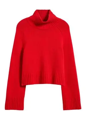 REFORMATION Brooke Crop Cashmere Turtleneck Sweater - Cherry
