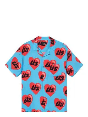 StÜssy X Cactus Plant Flea Market Heart Print Short Sleeve Shirt - Blue