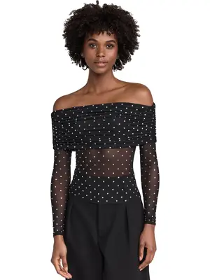 Retrofete Oriana Mesh Top - Black/silver