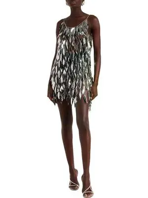 Rabanne Chain-detail Embellished Minidress - Silver